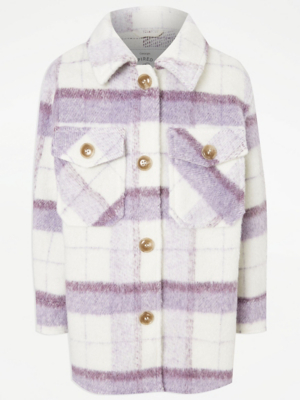 Check Print Fleece Shacket | Kids | George at ASDA