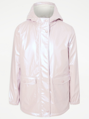 Pink Holographic Hooded Rain Mac | Kids | George at ASDA