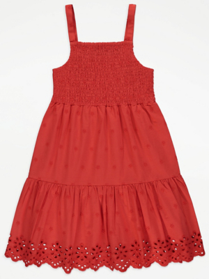 Red Shirred Tiered Dress | Kids | George at ASDA