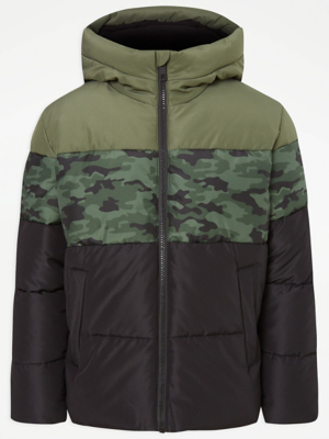 Green Camouflage Padded Hooded Coat | Kids | George at ASDA