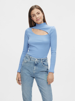 PIECES Blue Cut Out Detail Top | Women | George at ASDA