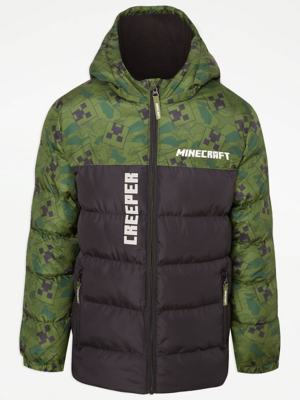 Minecraft Creeper Camouflage Padded Coat | Kids | George at ASDA