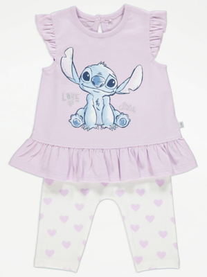Disney Lilo & Stitch Purple Graphic Print Top and Leggings Outfit ...