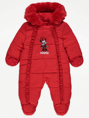 Disney Minnie Mouse Character Print Red Snowsuit | Baby | George at ASDA
