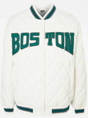 G21 Cream Quilted Varsity Bomber Jacket | Women | George at ASDA