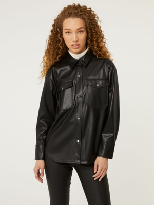 Black Faux Leather Shacket | Women | George at ASDA