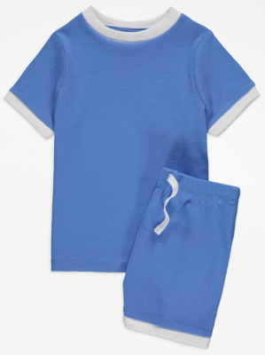 Blue Basic Ribbed Pyjamas | Kids | George at ASDA