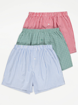 Checked Woven Boxers 3 Pack | Men | George at ASDA