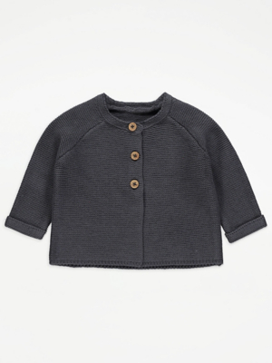 Charcoal Knitted Button Cardigan | Baby | George at ASDA