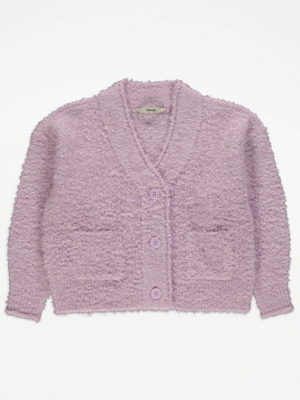 Purple Boucle Button Up Cardigan | Kids | George at ASDA