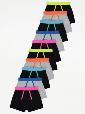 Neon Trim Trunk Boxers 10 Pack | Kids | George at ASDA
