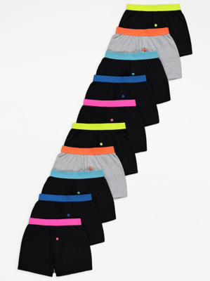 Assorted Neon Trim Trunk Boxers 10 Pack | Kids | George at ASDA