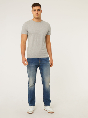 Mid Blue Vintage Loose Fit Jeans With Stretch | Men | George at ASDA