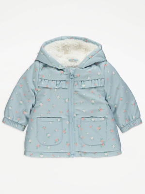 Blue Floral Print Hooded Coat | Baby | George at ASDA