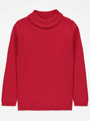 Red Collared Ribbed Knit Long Sleeve Top | Kids | George at ASDA