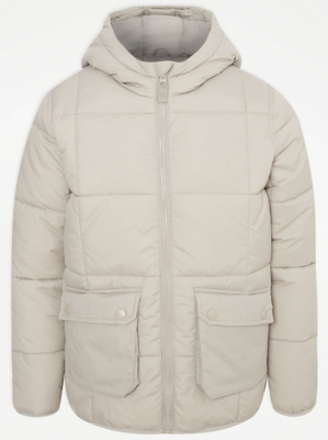 Stone Hooded Padded Coat | Kids | George at ASDA