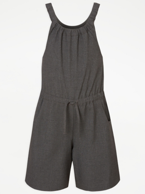 Girls Grey Tie Front School Playsuit | School | George at ASDA