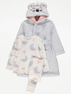 Mouse Ballerina Print Pyjamas and Dressing Gown | Kids | George at ASDA