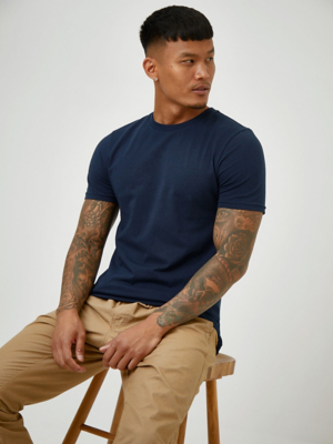 Navy Plain Muscle Fit T-Shirt | Sale & Offers | George at ASDA