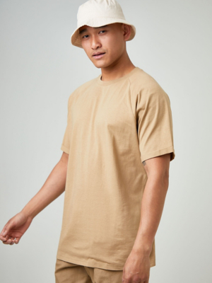 Sand Crew Neck Longline T-Shirt | Men | George at ASDA