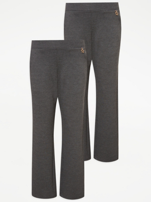 Girls Grey Longer Length Jersey School Trousers 2 Pack | Sale & Offers ...