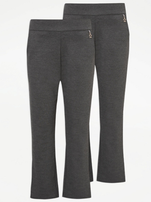 Girls Grey Plus Fit Jersey School Trousers 2 Pack | School | George at ASDA