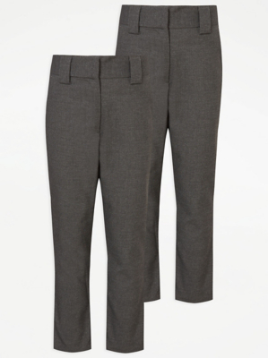 Girls Grey Slim Leg School Trousers 2 Pack | School | George at ASDA