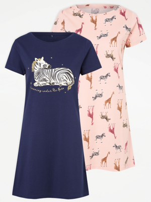 Assorted Zebra Print Night Dresses 2 Pack | Women | George at ASDA