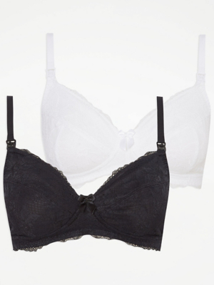 Black Lace Nursing Bras 2 Pack | Sale & Offers | George at ASDA