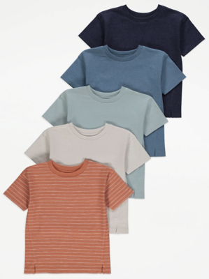 Assorted Stripe and Plain T-Shirts 5 Pack | Kids | George at ASDA