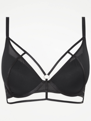 Entice Black Caged Sheer Plunge Bra | Lingerie | George at ASDA