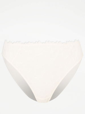 Entice Ivory Embroidered High Leg Knickers | Lingerie | George at ASDA