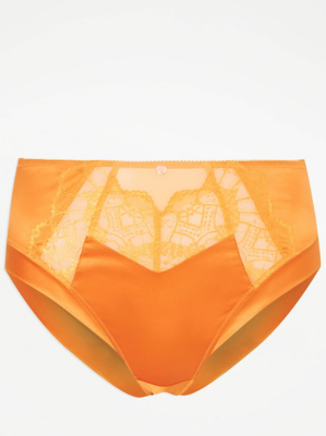 Entice Ochre Satin Floral High Waisted Knickers | Lingerie | George at ASDA