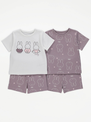 Miffy Purple Character Print Short Pyjamas 2 Pack | Baby | George at ASDA
