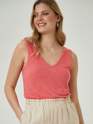 Pink V-Neck Linen Look Vest Top | Women | George at ASDA