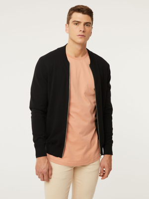 Black Knitted Bomber Jacket | Men | George at ASDA