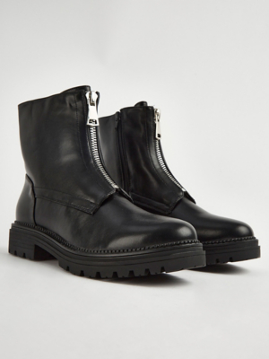 Black Zip Up Front Boots | Women | George at ASDA
