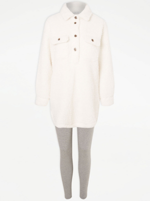 Cream Fluffy Shirt Pullover Pyjamas | Women | George at ASDA