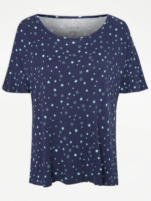 Navy Star Print Pyjama Top | Sale & Offers | George at ASDA