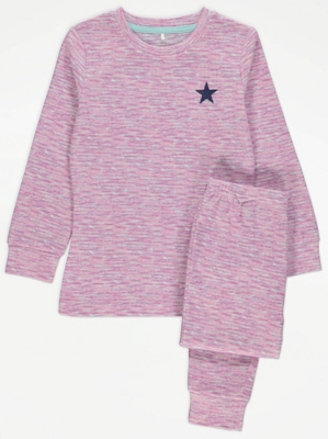 Pink Space Dye Waffle Pyjamas | Kids | George at ASDA