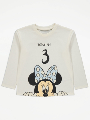 Disney Minnie Mouse Cream ‘Today I Am 3’ Character Top | Sale & Offers ...