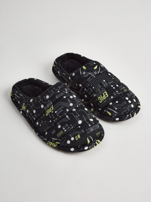 Black Epic Gamer Mule Slippers | Kids | George at ASDA