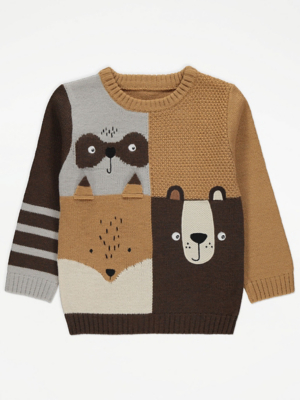 Brown Knitted Animal Jumper | Kids | George at ASDA