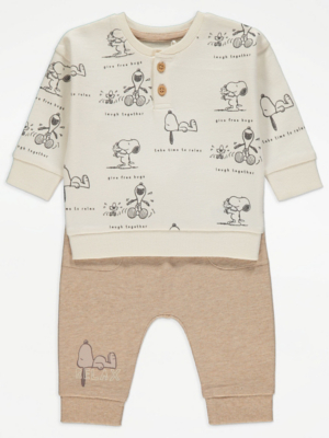 Peanuts Snoopy Character Print Sweatshirt and Leggings Outfit | Baby ...