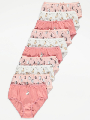 Pink Bunny Print Briefs 10 Pack | Kids | George at ASDA