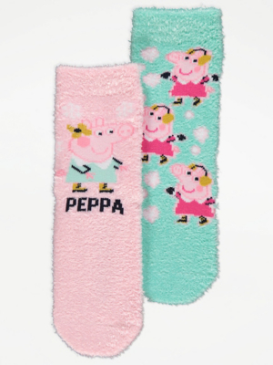 Peppa Pig Fluffy Cosy Socks 2 Pack | Kids | George at ASDA