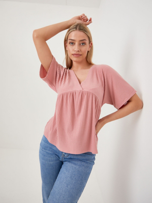 Pink Ribbed Batwing Jersey Top | Women | George at ASDA