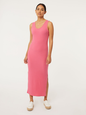 Pink Ribbed Jersey Midi Dress | Women | George at ASDA