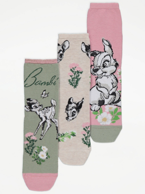 Disney Bambi Floral Print Ankle Socks 3 Pack | Women | George at ASDA