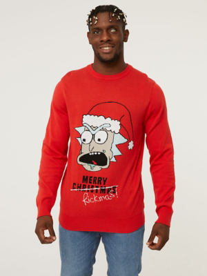 Rick And Morty Red Rickmas Knitted Christmas Jumper | Men | George at ASDA